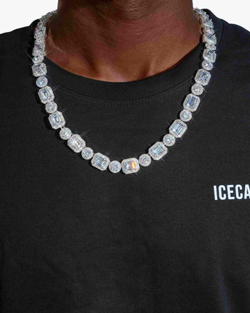 12MM Halo Cluster Iced Out Tennis Chain 14K Gold
