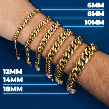 18MM Baguette Moissanite Miami Cuban Link Chain 14K Gold