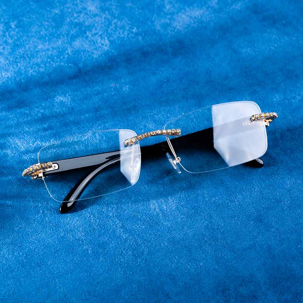 Moissanite Rimless Square Sunglasses 14K Gold