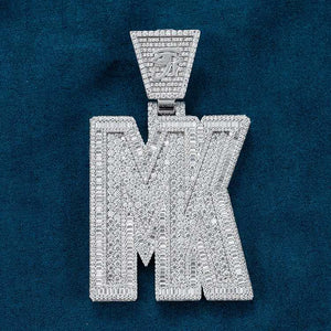 "MK" Custom Moissanite Pendant 14K Gold
