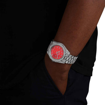 Moissanite Presidential Watch | Red Face | 41MM | 13.3CT ...