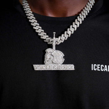 "WHOLE ARMOR" Custom Logo Moissanite Pendant 14K Gold
